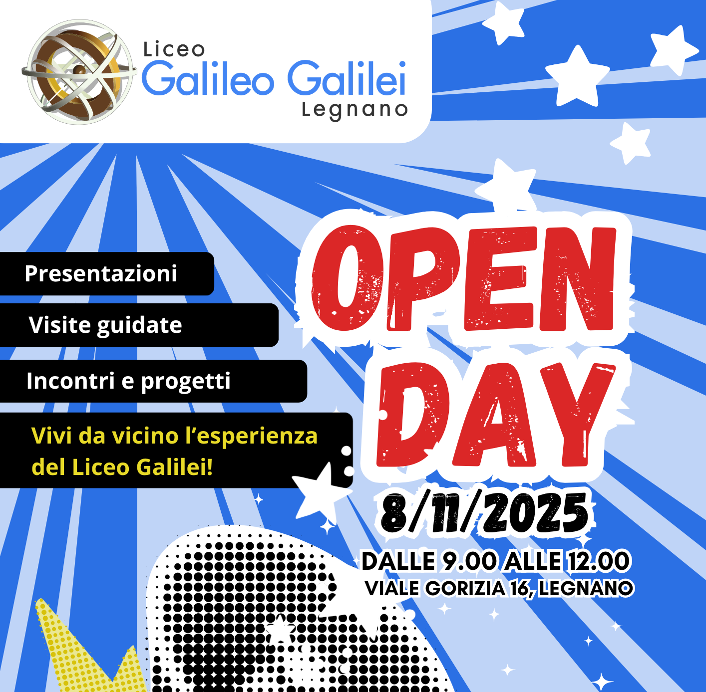 Open Day: sabato 8 novembre 2025 – Liceo Galileo Galilei – Legnano